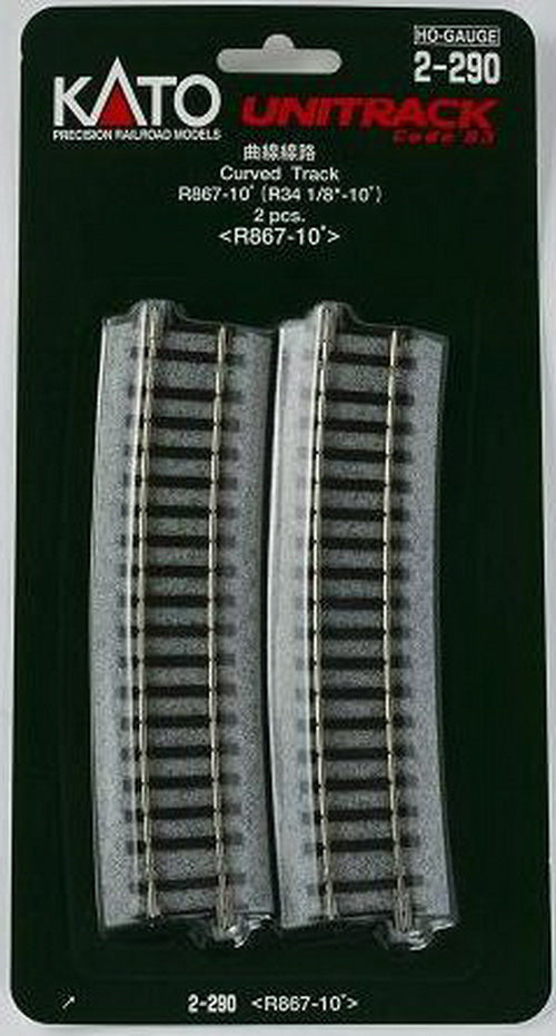 Kato 2-290 HO Code 83 34-1/8" Radius 10° Curved UniTrack (Pack of 2 ...