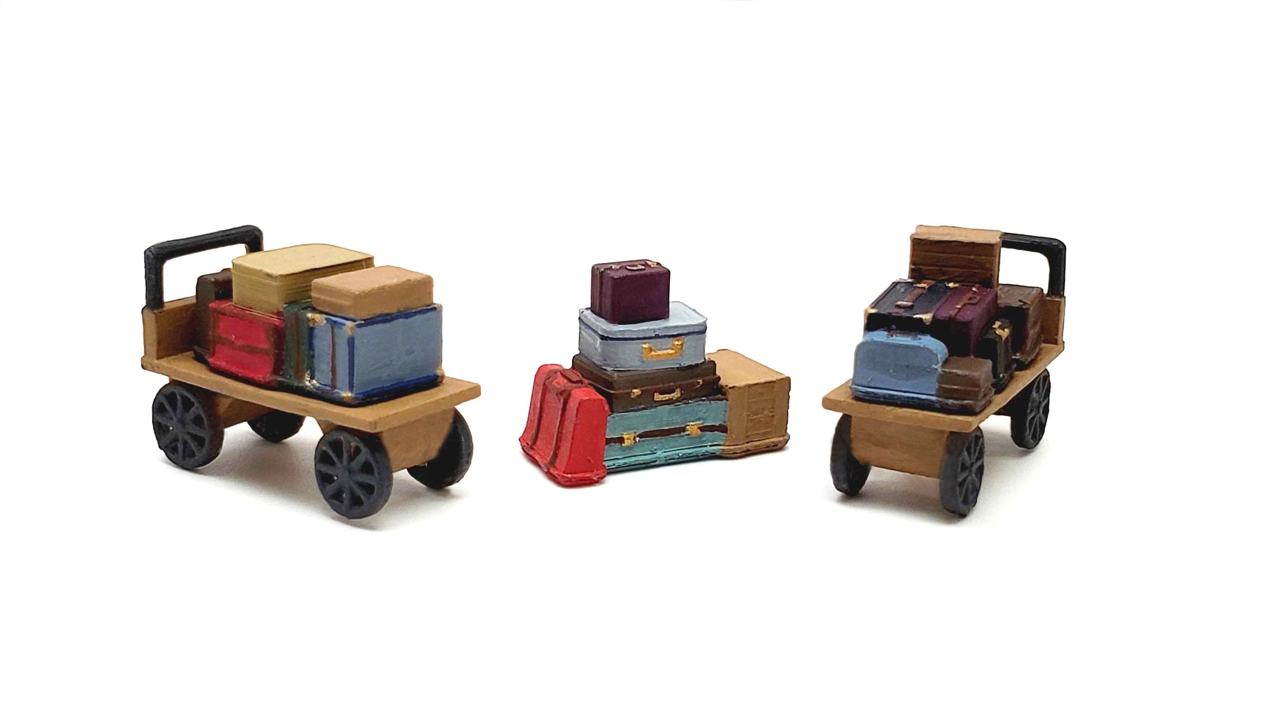 All Scale Miniatures 870987 HO Luggage Cart Kit (Pack of 5) – Trainz
