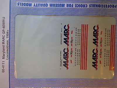 Microscale 60-4111 N 1994+ Maryland MARC GP-40WH-2 Locomotives Decal S ...