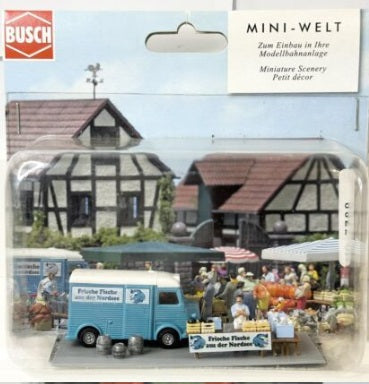 Busch 7708 HO Fish Market Stand Accessory Set – Trainz