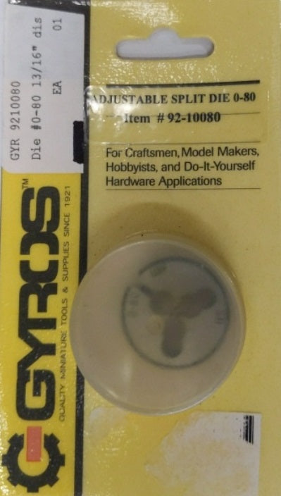 Gyros Precision Tools 9210080 Adjustable Split Die #0-80 13/16" Dia ...