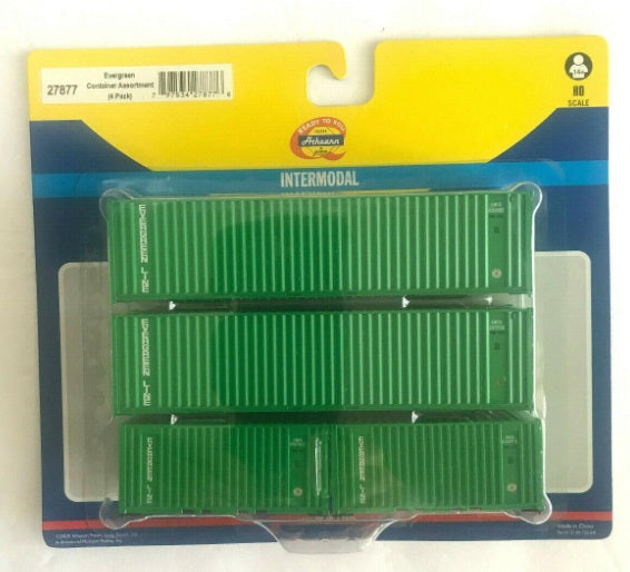 Athearn 27877 HO Evergreen 20' & 40' Containers (Pack of 4) – Trainz