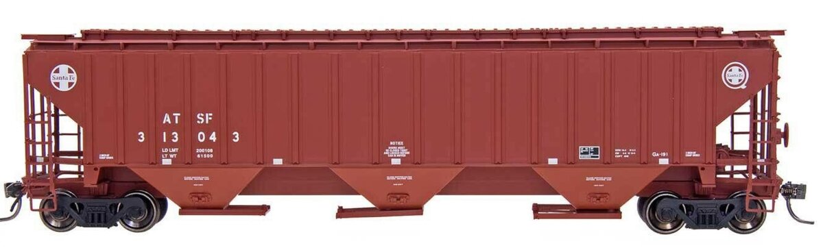 InterMountain 45361 HO ATSF - Q 4750 3-Bay Ribbed Covered Hopper Car – Trainz