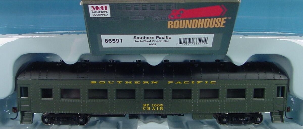 Roundhouse 86591 HO Southern Pacific Arch-Roof Coach Car # 1005 – Trainz