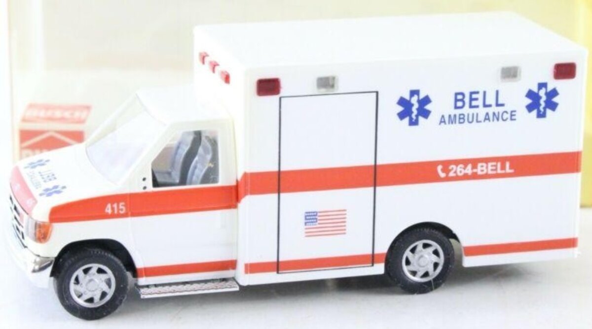 Busch 41807 HO 1:87 Ford E-350 Bell Ambulance – Trainz