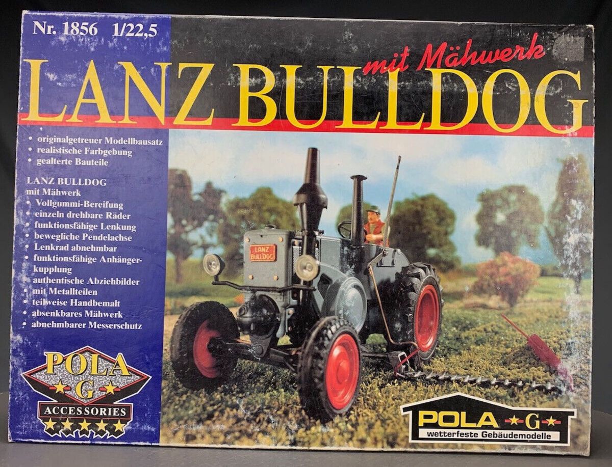 Pola 1856 G Scale Lanz Bulldog Tractor w Mower Attachment Kit – Trainz