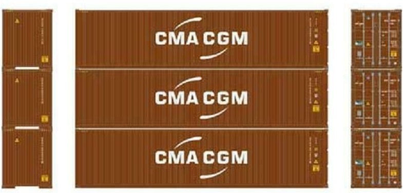 Athearn 24544 HO CMA/CGM 40' Hi-Cube Container (Pack of 3) – Trainz