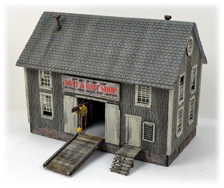 Rusty Stumps K4018 Pete's Boat and Bait Shop HO Model Building Kit – Trainz
