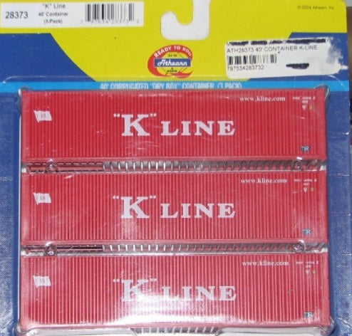 Athearn 28373 HO K-Line 40' Container 3-Pack – Trainz
