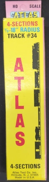 Atlas HO Track #34 1/2-18 " Radius (Box of 4) – Trainz