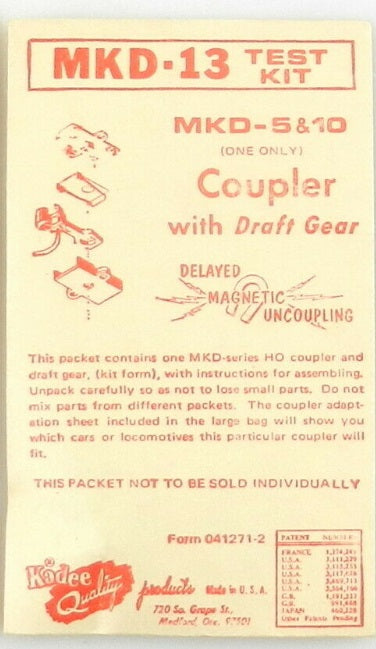 Kadee MKD-13 HO Test Kit Coupler W/Draft Gear MKD-5&10 – Trainz