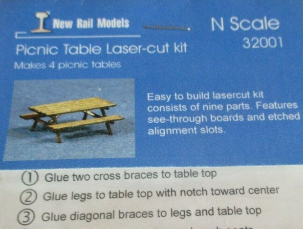 New Rail Models 32001 N Picnic Table Laser Cut Kit – Trainz
