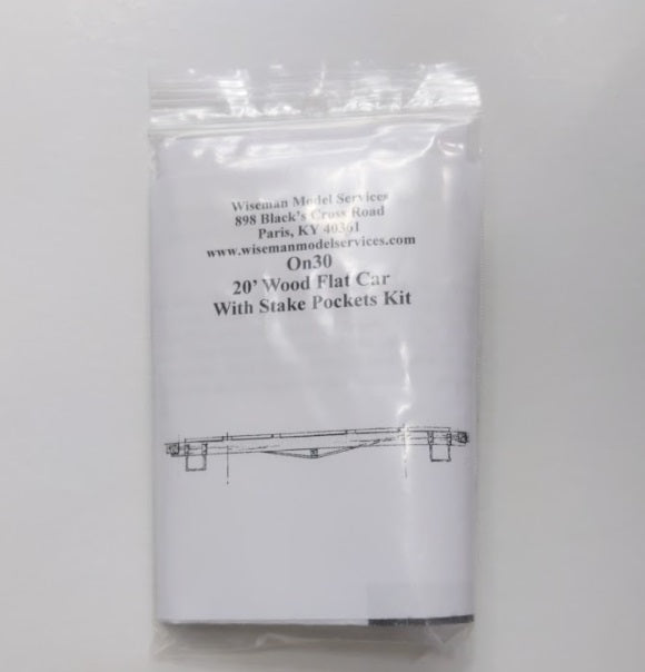 Wiseman Model Services On30 20' Wood Flat Car w/ Stake Pockets Kit – Trainz