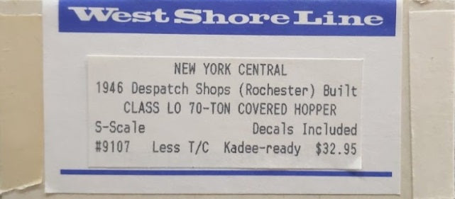 West Shore Line 9107 S New York Central Class Lo 70-Ton Covered Hopper ...