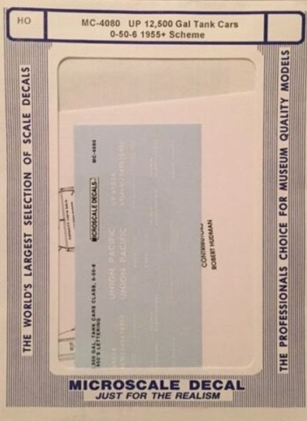 Microscale MC-4080 HO 1955+ UP 12,500 Gal Tank Cars 0-50-6 Decal Sheet ...