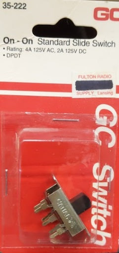 GC Electronics 35-222 On-On Standard Slide Switch 4A 125V AC 2A 125V D ...