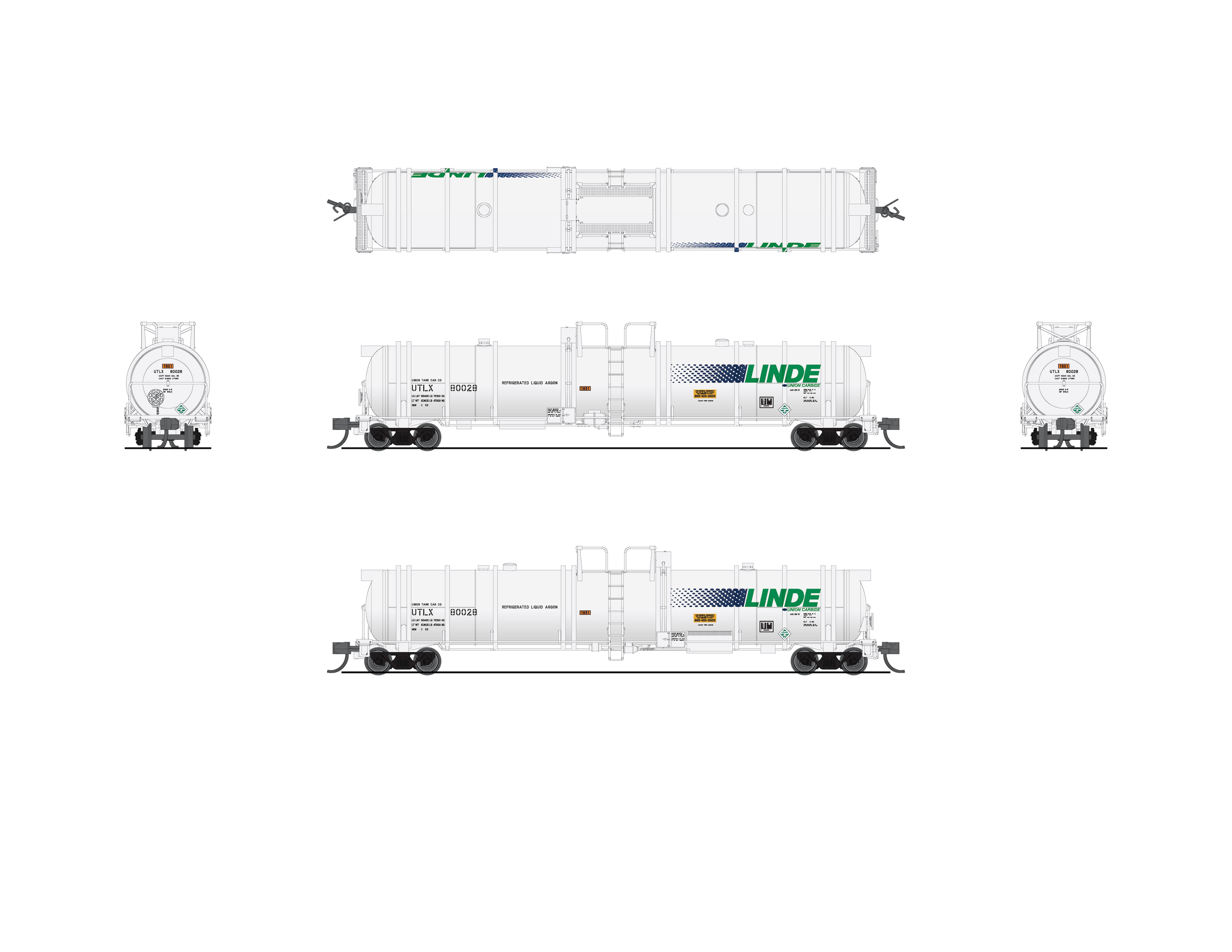 Broadway Limited 8146 N Linde Type C Cryogenic Tank Car #80028,#80061 ...