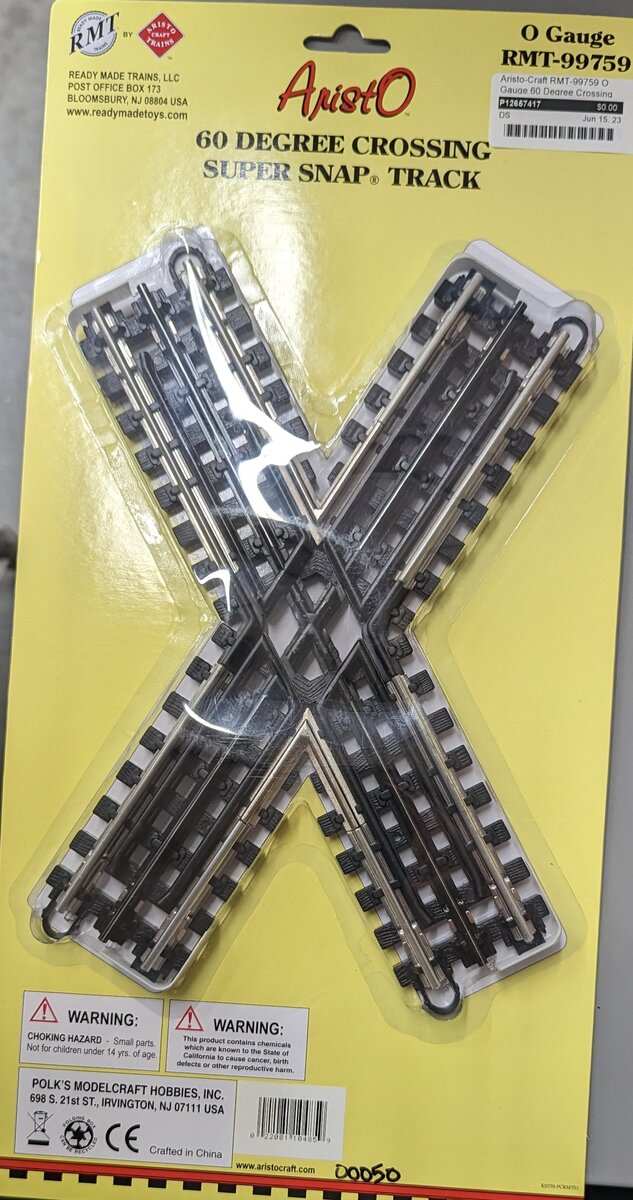 Aristo-Craft RMT-99759 O Gauge 60 Degree Crossing Super Snap Track – Trainz