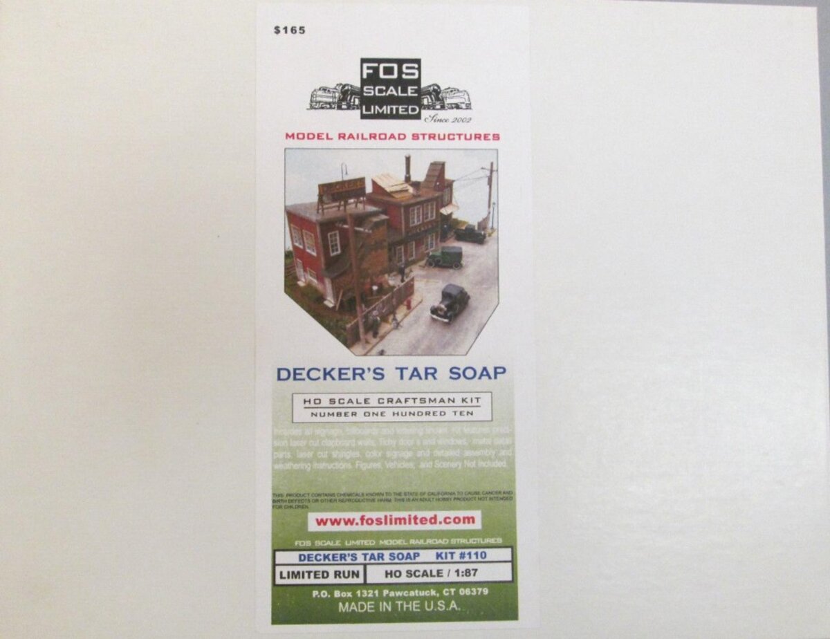 FOS Scale Limited 110 HO Scale Decker'S Tar Soap Limited Run Craftsman ...