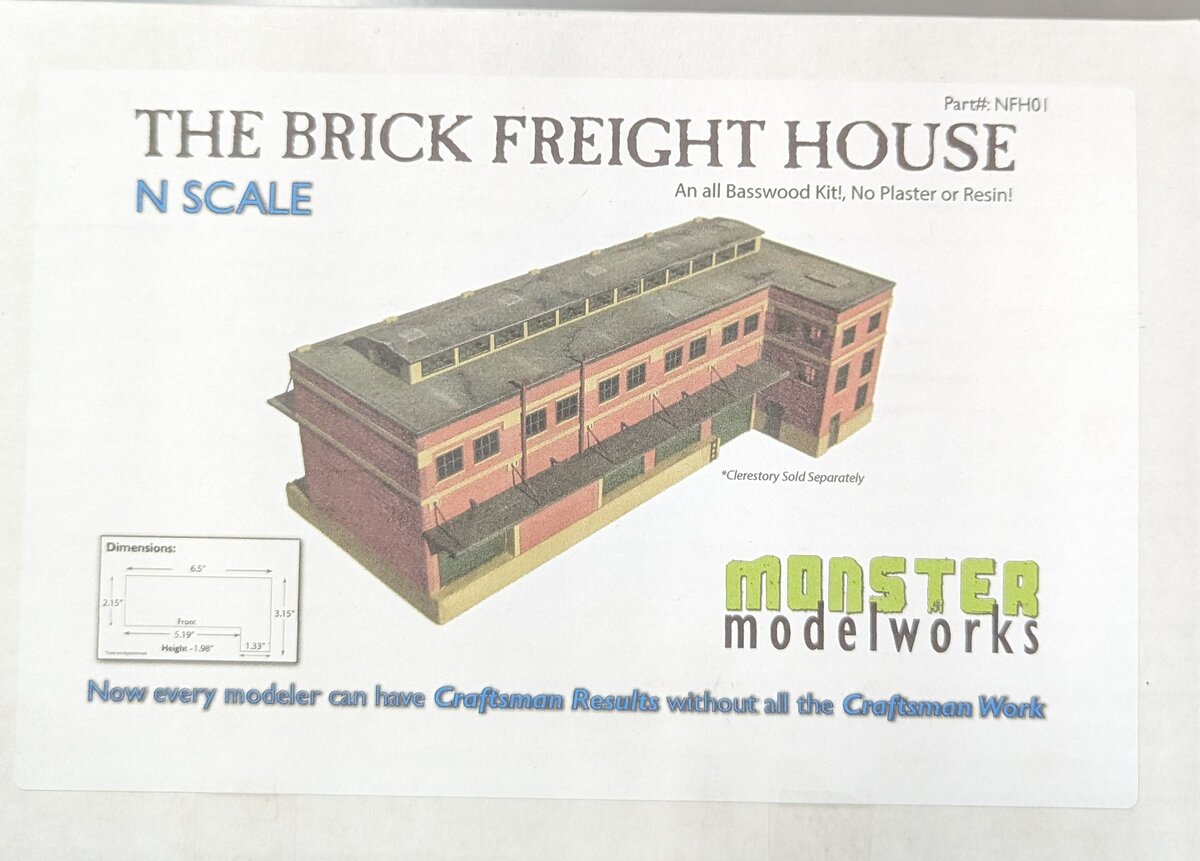 Monster Model Works NFH01 N Scale The Brick Freight House Building Kit ...