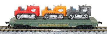 Tyco 2475 HO Western Maryland Skid Flat Car #2475 w/3 Tractors – Trainz