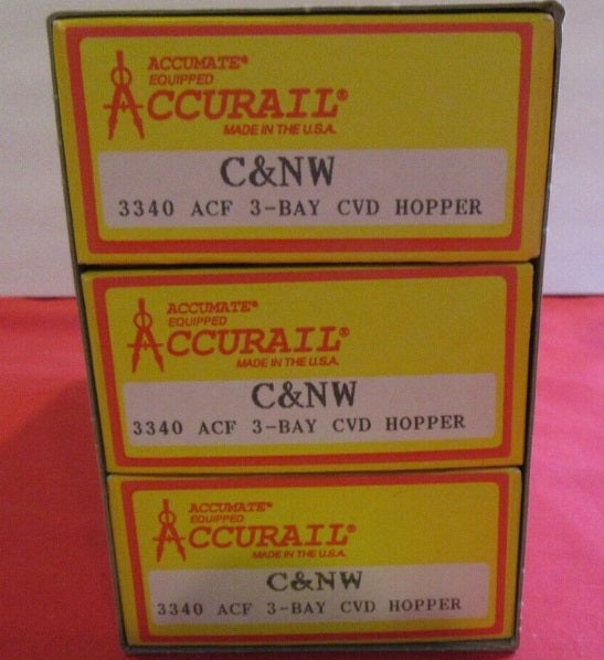 Accurail 3340 HO C&NW ACF 3-Bay Covered Hopper Kit (Set of 3) – Trainz