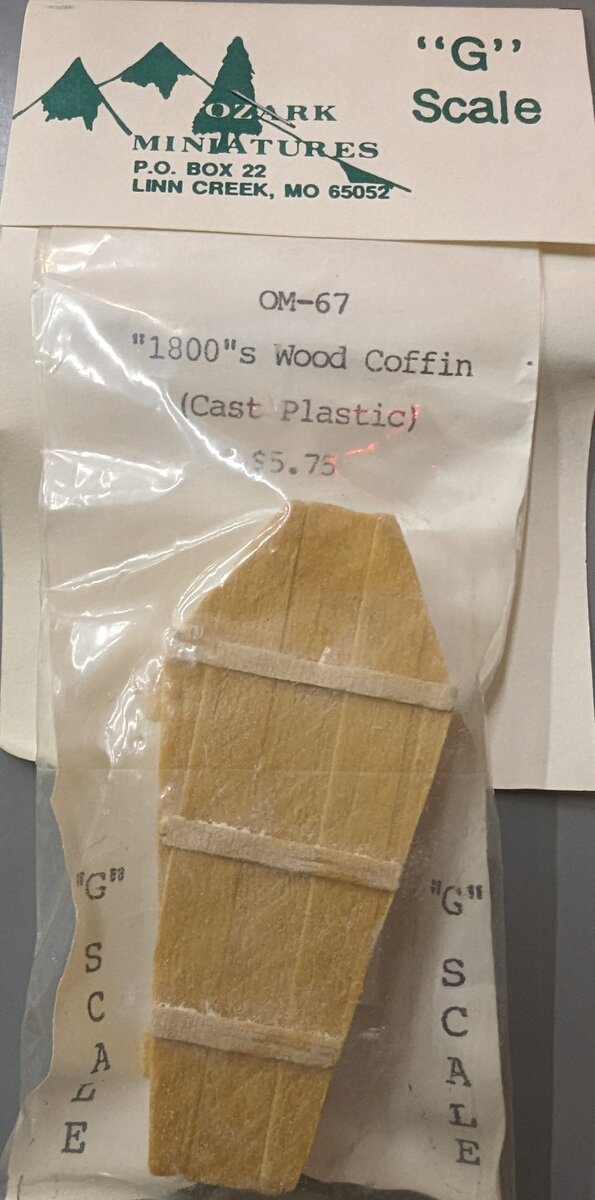 Ozark Miniatures OM-67 G Scale "1800's" Wood Coffin (Cast Plastic) – Trainz