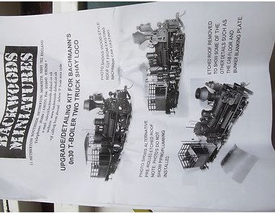 Backwoods Miniatures 1 On30 T-Boiler Two Truck Shay Loco Detailing Kit ...