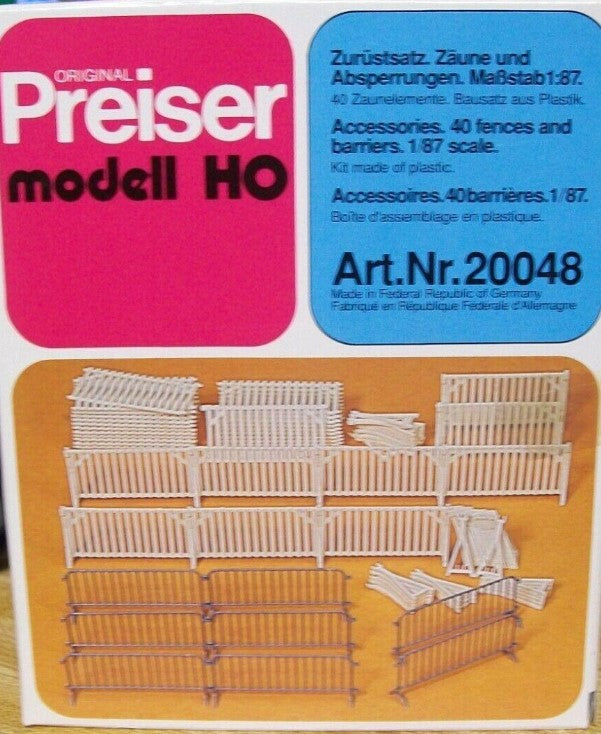 Preiser 20048 HO Accessories 40 Fences & Barriers Plastic Kit – Trainz