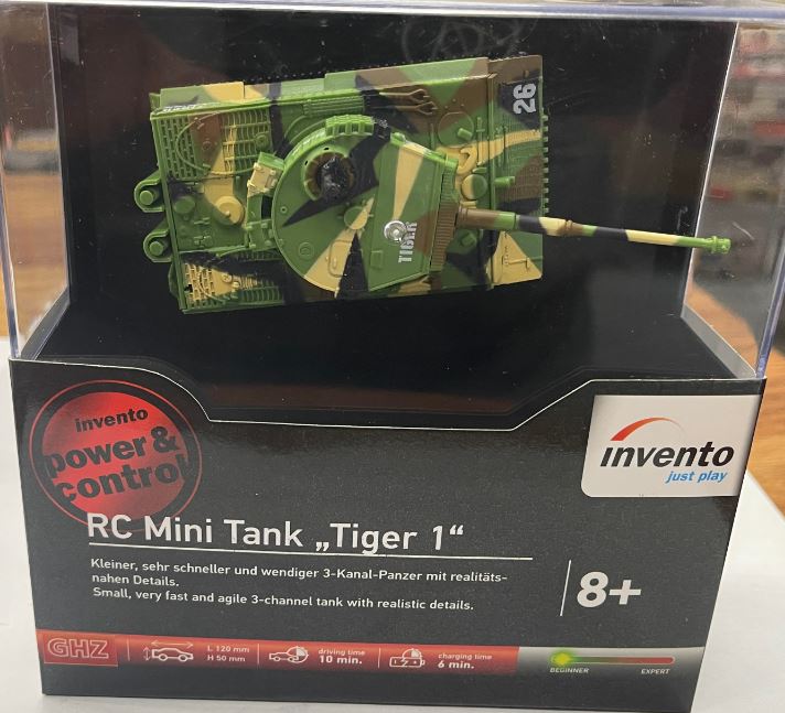 Invento Products 500072 RC Dark Green Camo Tiger 1 Mini Tank – Trainz
