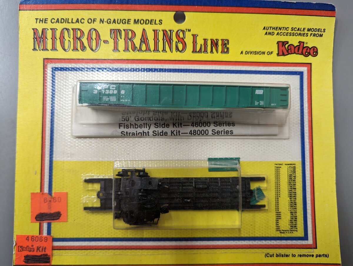 Micro-Trains 46069 N Gauge Penn Central Gondola #313986 w/Drop Sides ...