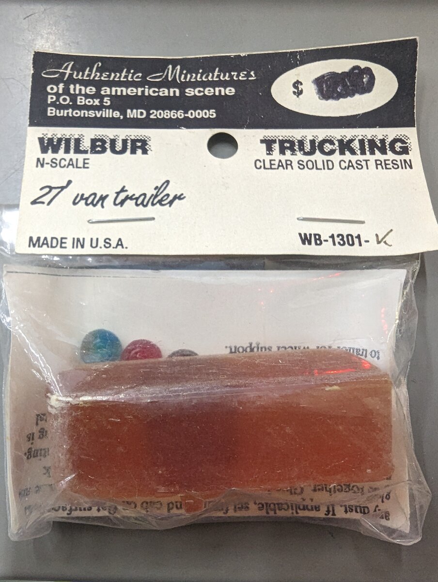 Authentic Miniatures WB-1301 N Scale 27' Van Trailer Clear Solid Cast ...