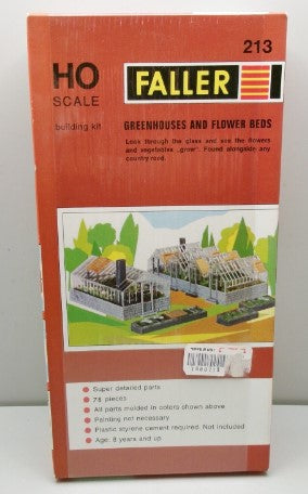 Faller 213 HO Greenhouses and Flower Beds Building Kit – Trainz