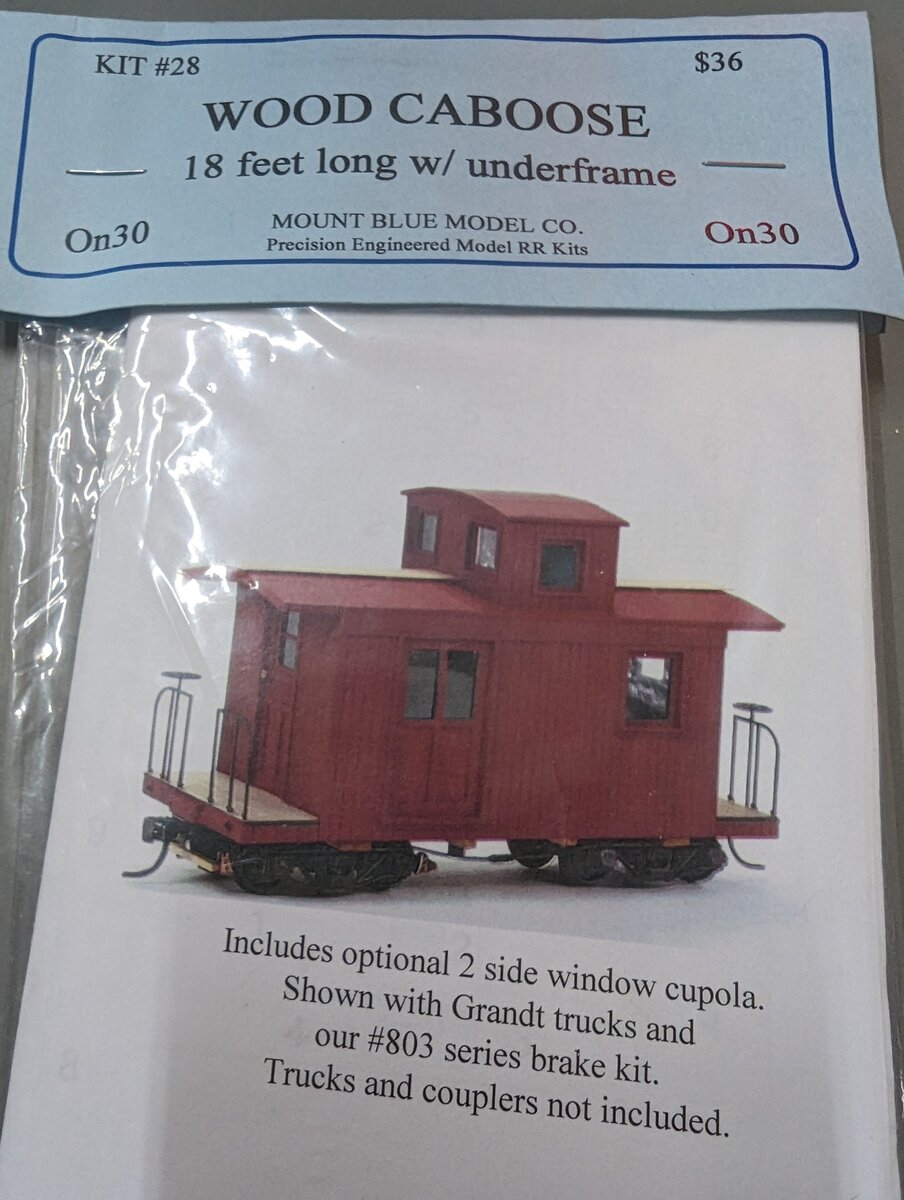 Mount Blue Model Co. 28 On30 Wood Caboose 18 Feet Long w/Underframe Ki ...
