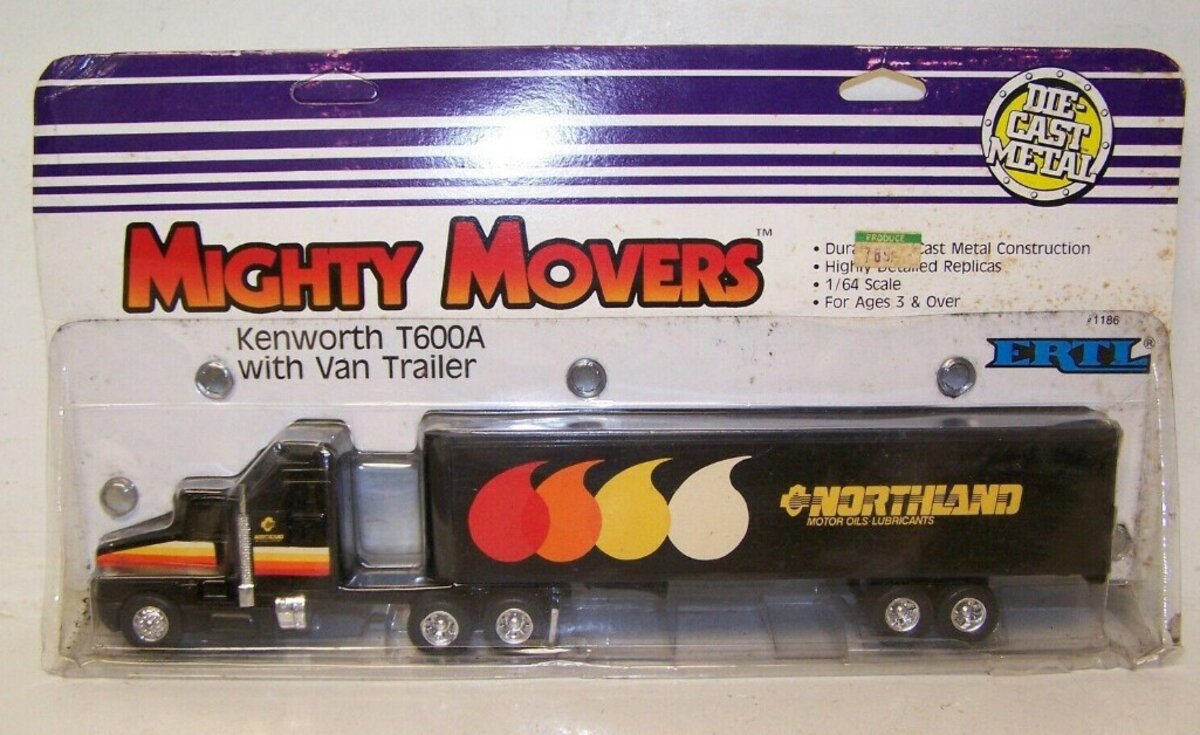 Ertl 1186 1:64 Mighty Movers Kenworth T600A w/ Northland Van Trailer ...