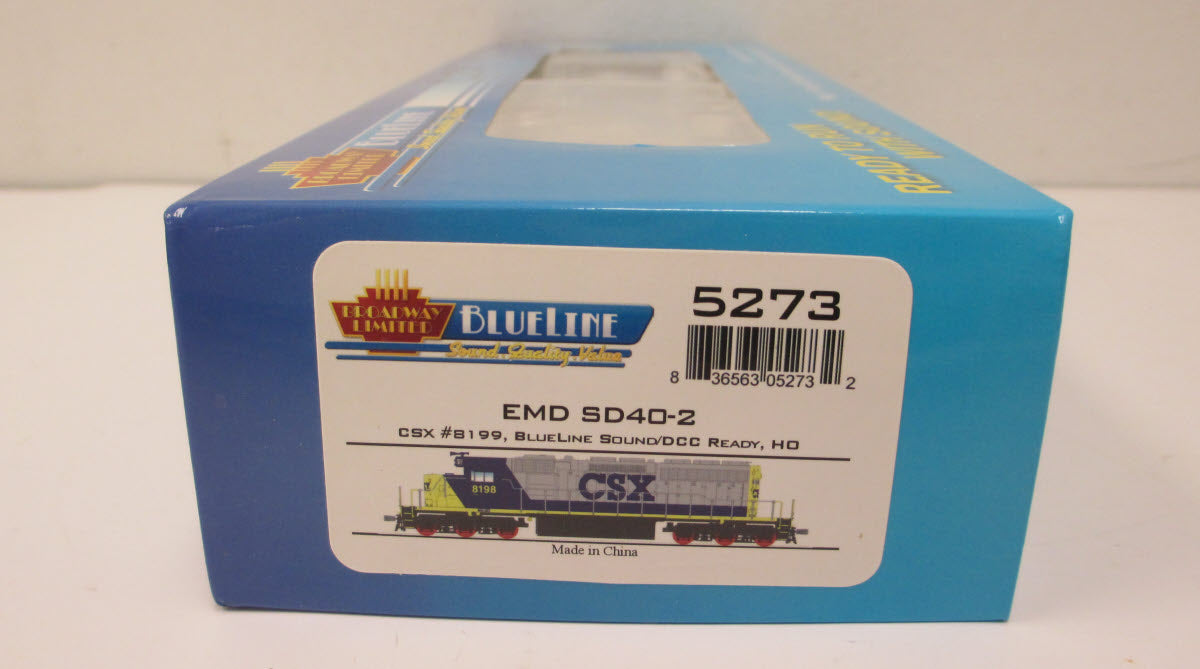 Broadway Limited 5273 HO CSX EMD SD40-2 Low Nose with Sound Blue Line ...