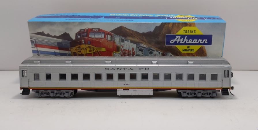 Athearn 2420 HO Scale Santa Fe ATSF Silver Std Coach Clear Roof Car # – Trainz