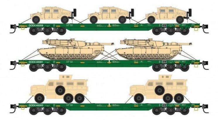 Micro-Trains 99301613 N DODX Flatcar w/ Military Vehicles (Set of 3 ...