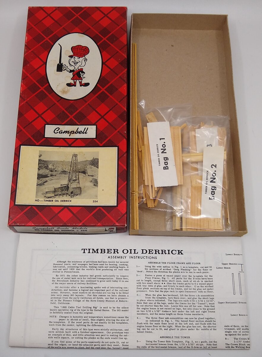 Campbell Scale Models 354-1075 Timber Oil Derrick Building Kit – Trainz