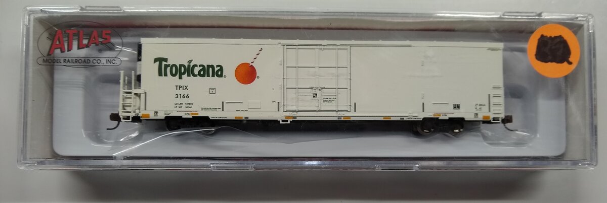 Atlas 50004505 N 64' Tropicana Trinity Reefer #3166 – Trainz