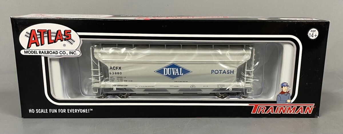 Atlas 20000481 HO Scale Dual Potash ACF 3560 Covered Hopper #63880 – Trainz