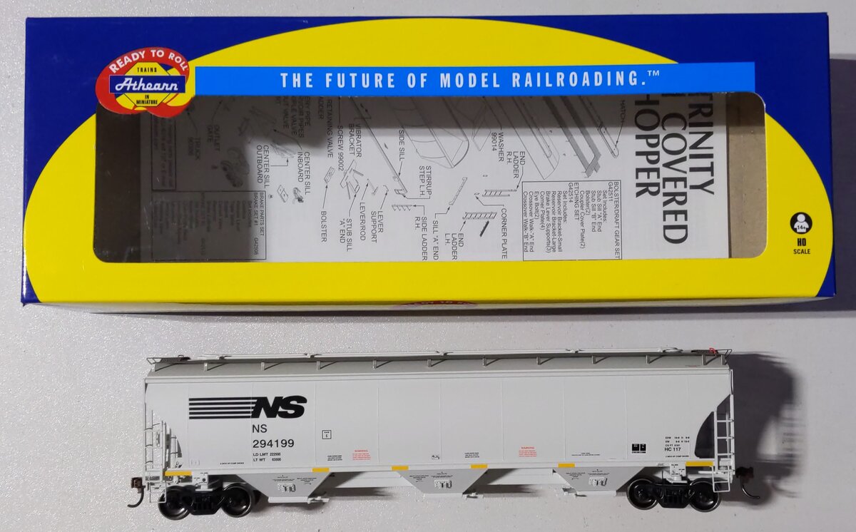 Athearn 89602 HO Scale Norfolk Southern Trinity Covered Hopper #294199 ...