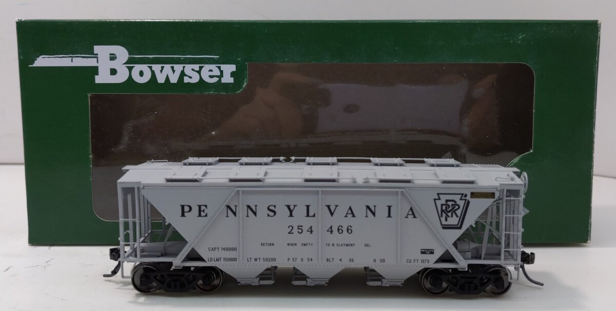 Bowser 41469 HO PRR H30 Shadow Keystone Covered Hopper #254466 – Trainz