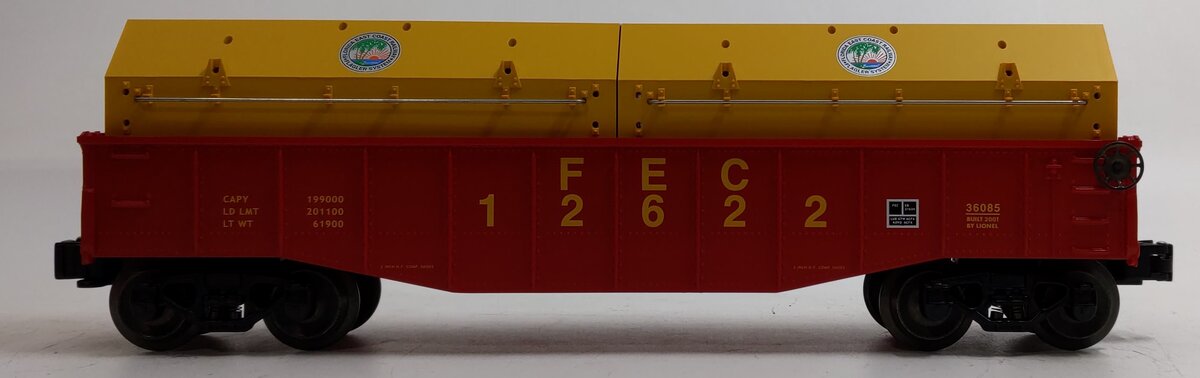 Lionel 6-36085 O Gauge Florida East Coast Gondola #12622 with Coil Cov ...