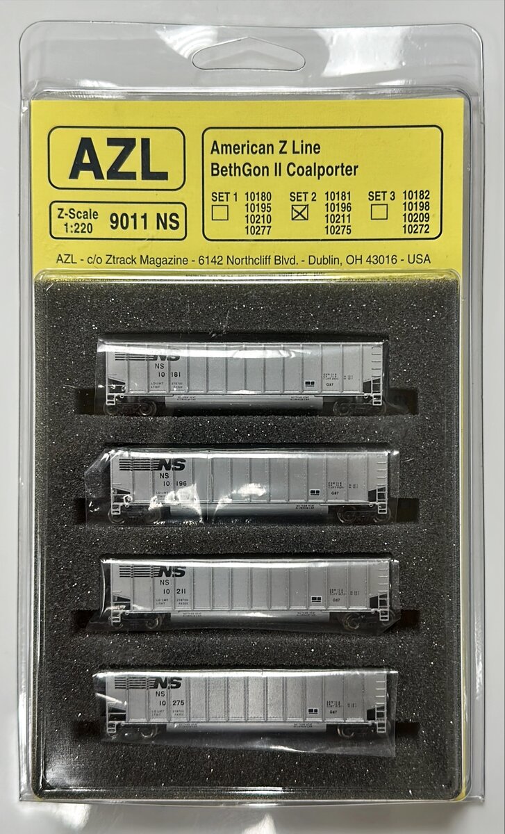 American Z-Line 9011-2 Z NS BethGon II Coalporter Freight Cars (Pack o ...