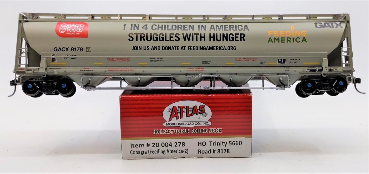 Atlas 20004278 HO Scale Conagra "Feeding America" Trinity 5660 Hopper ...