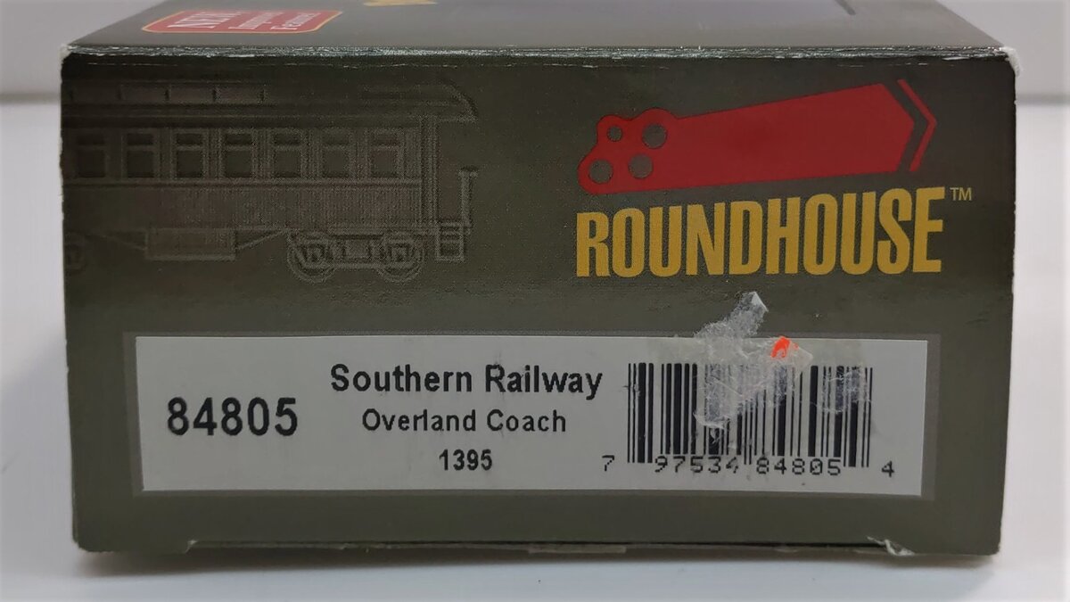 Roundhouse 84805 HO Scale Southern Overland Coach Passenger Car #1395 ...
