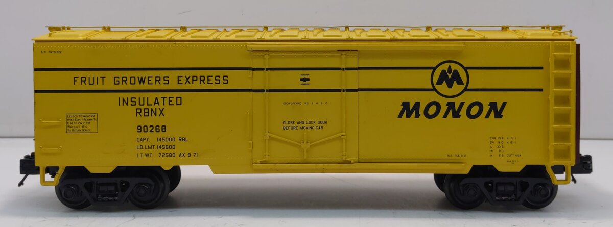 MTH 20-94285 O Monon Reefer Car #90268 – Trainz