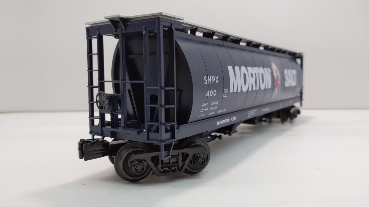 MTH 30-75706 O Morton Salt 4-Bay Cylindrical Covered Hopper #400 – Trainz