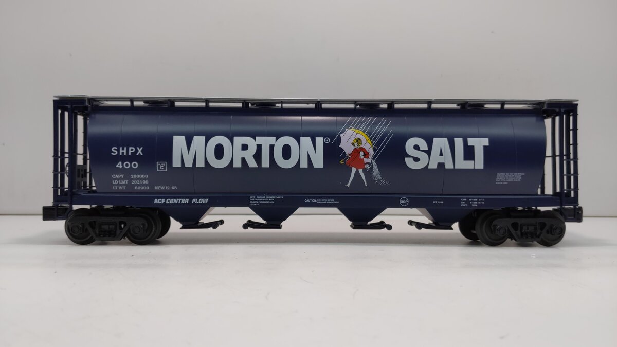 MTH 30-75706 O Morton Salt 4-Bay Cylindrical Covered Hopper #400 – Trainz